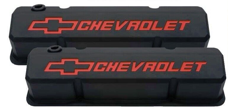Chev 350 SBC Proform GM Licensed Slant Edge Tall Black Rocker Covers ...