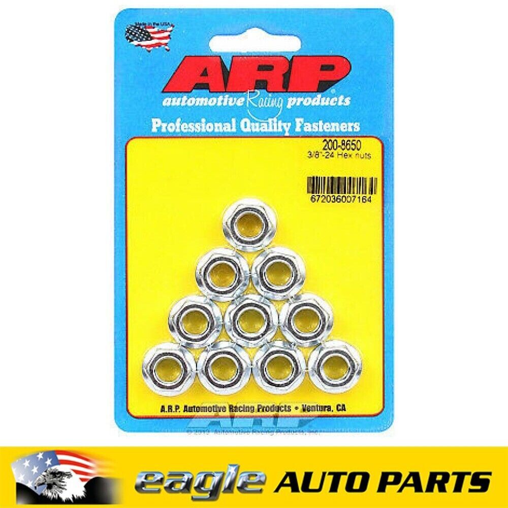 ARP Hex Nuts Grade 8 Steel ,Cadmium,3/8 in.-24 RH Thread, Set of 10 ...