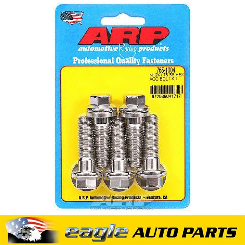 ARP Stainless Steel Hex Bolts 12mm X 1.75 Thread 30mm UH Length 5PK ...