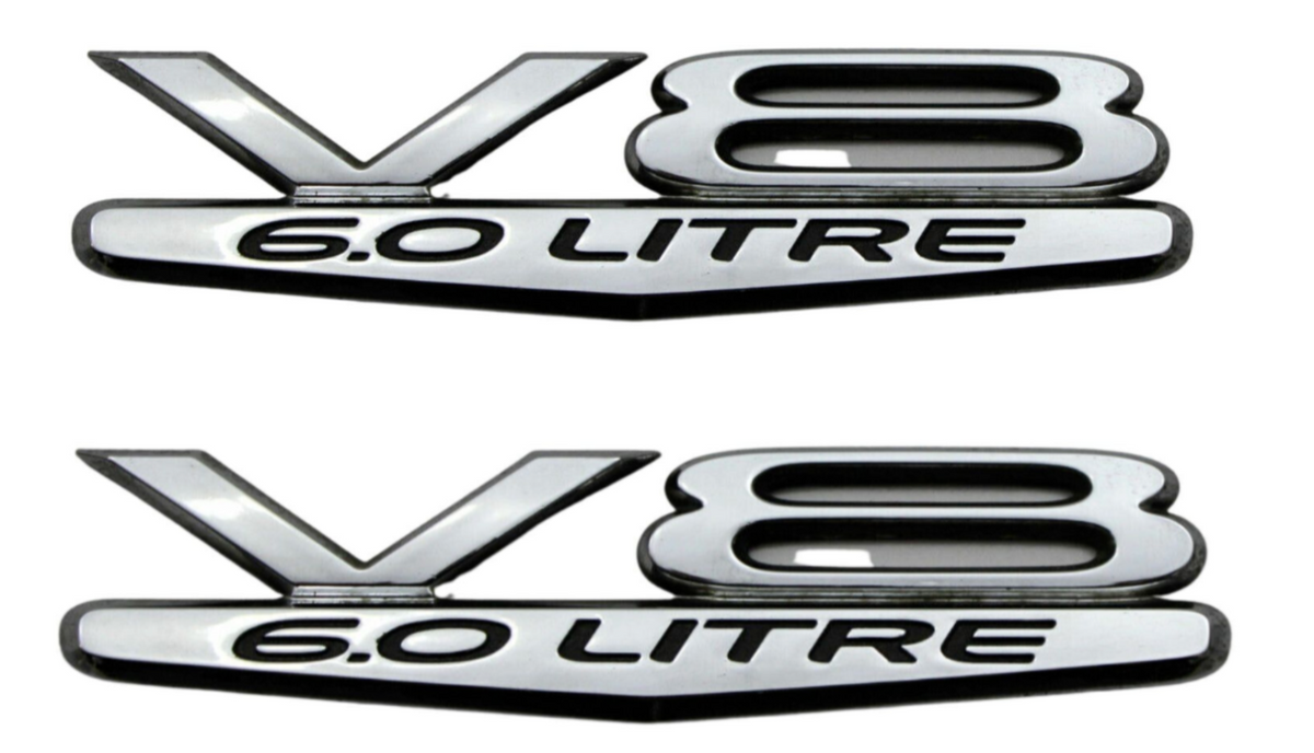 Holden Commodore VZ WL VE WM V8 Guard Fender Badge x 2 Chrome 6.0 V8 G ...