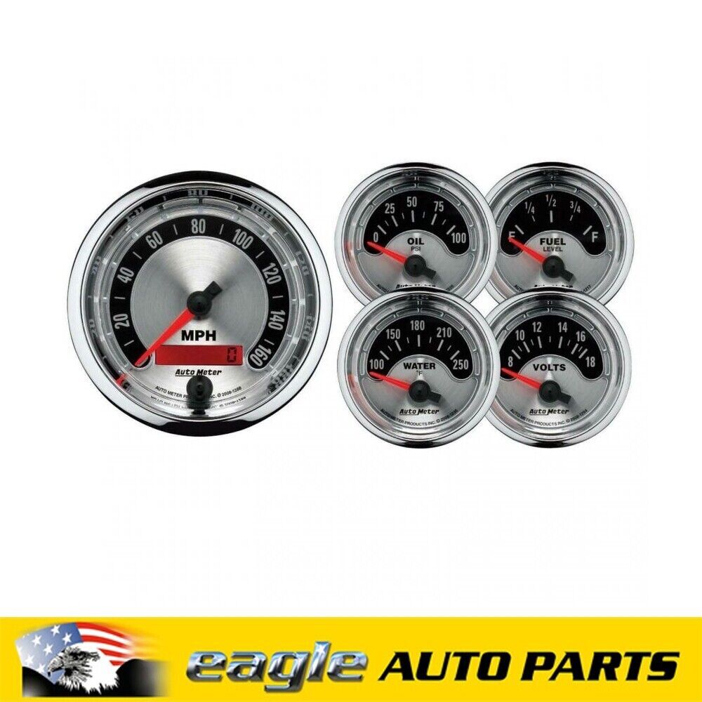 AUTOMETER GAUGE KIT AMERICAN MUSCLE 3.3/8" SPEEDO/TEMP/OIL/VOLT/FUEL ...
