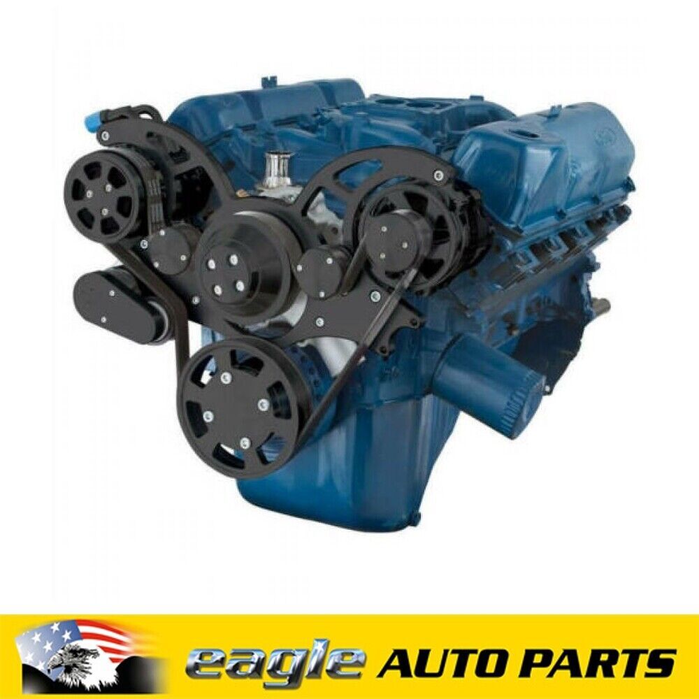 Ford 302C - 351C V8 A/C & Alt Black Wraptor Serpentine Kit # B-351C-WR ...