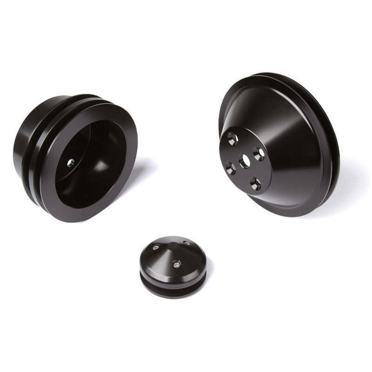 CVF Racing Stealth Black Chev 350 Small Block Pulley Kit V-Belt LWP ...