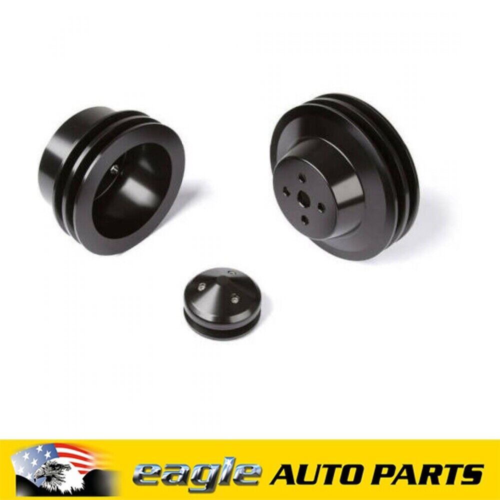 Ford 289 - 351W CVF Black 3 Bolt Crank 2 Row Pulley Kit # B-SBFE2KIT-H ...