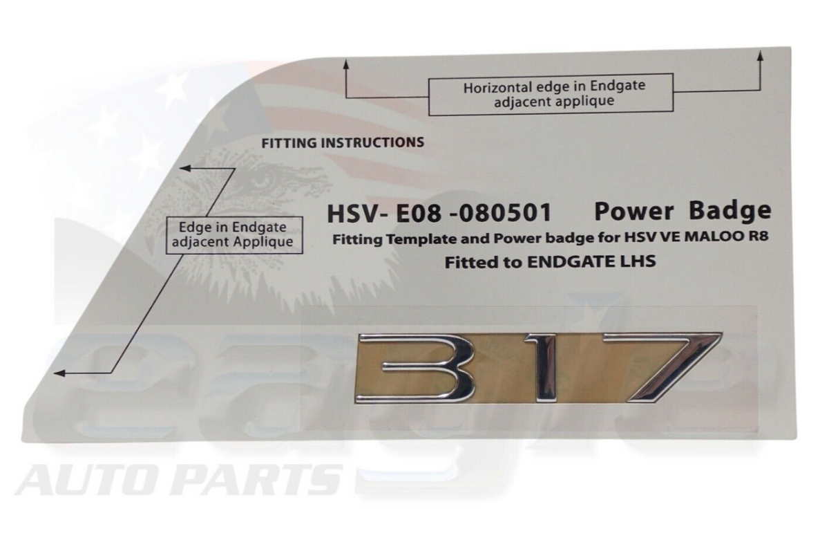Genuine HSV "317" Power Badge Chrome Suits VE Maloo Clubsport GTS # E0 ...