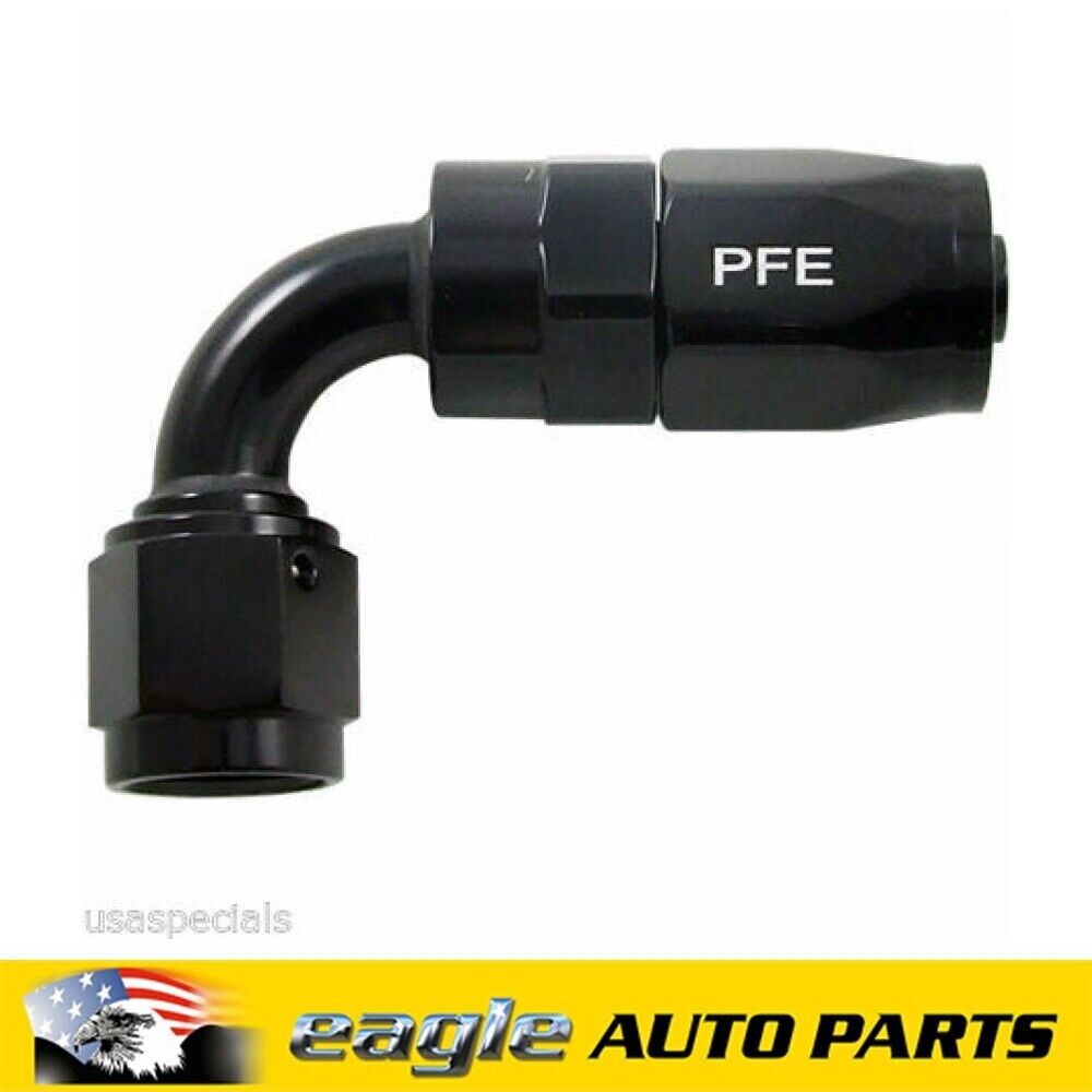 PFE 90 Degree Fitting Hose End -08AN Black # PFE103-08BK — Eagle Auto Parts