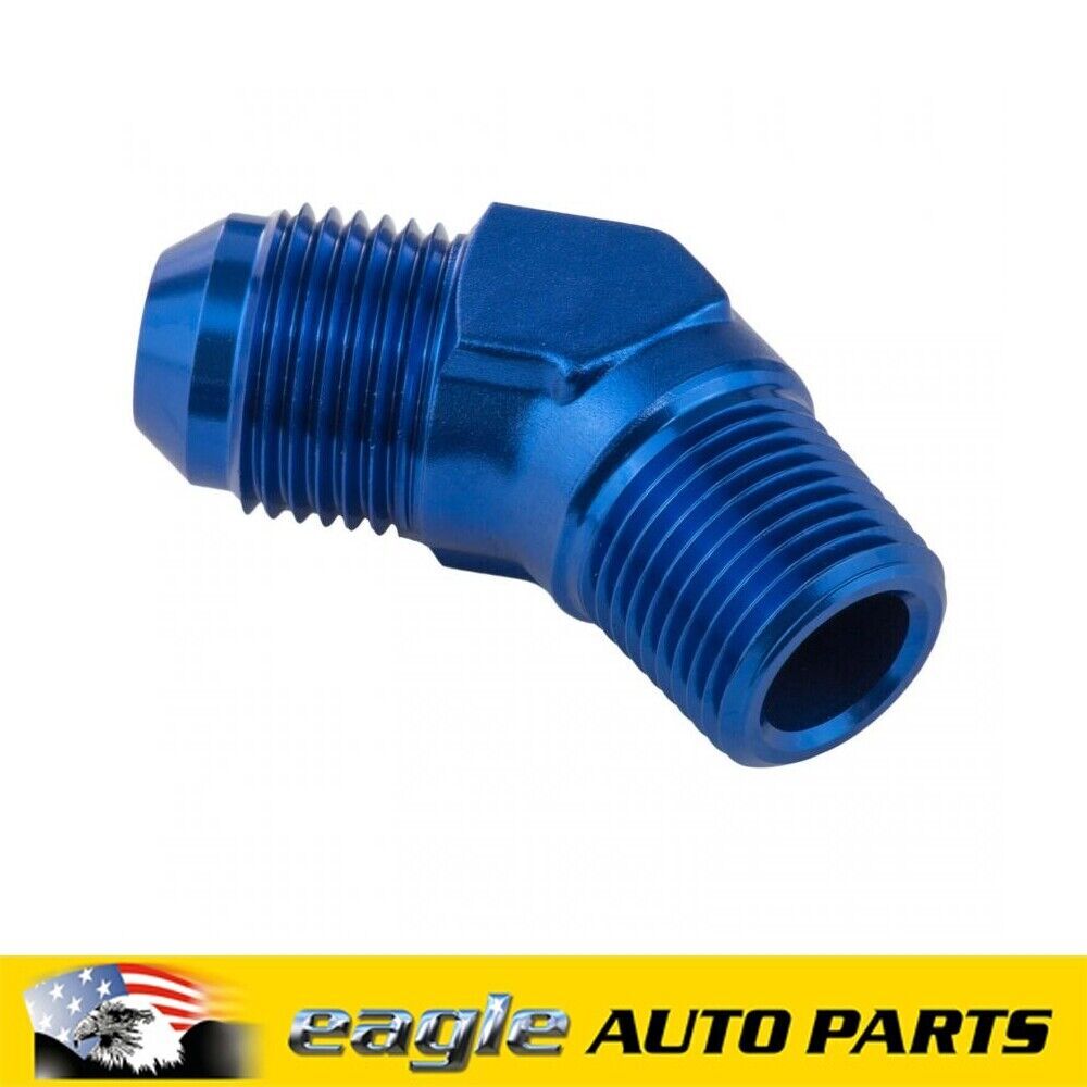 PFE Fittings Male Fitting -08AN 45 Degree To 3/8" NPT Blue # PFE823-08 ...
